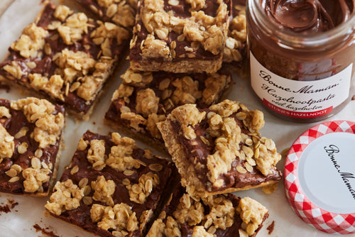 Hazelnoot-banaan crumblebars Bonne Maman NL